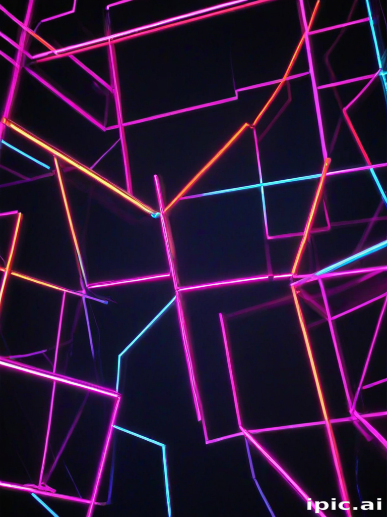Vibrant Neon Lines Intersecting in a Dynamic Abstract Digital Artwork