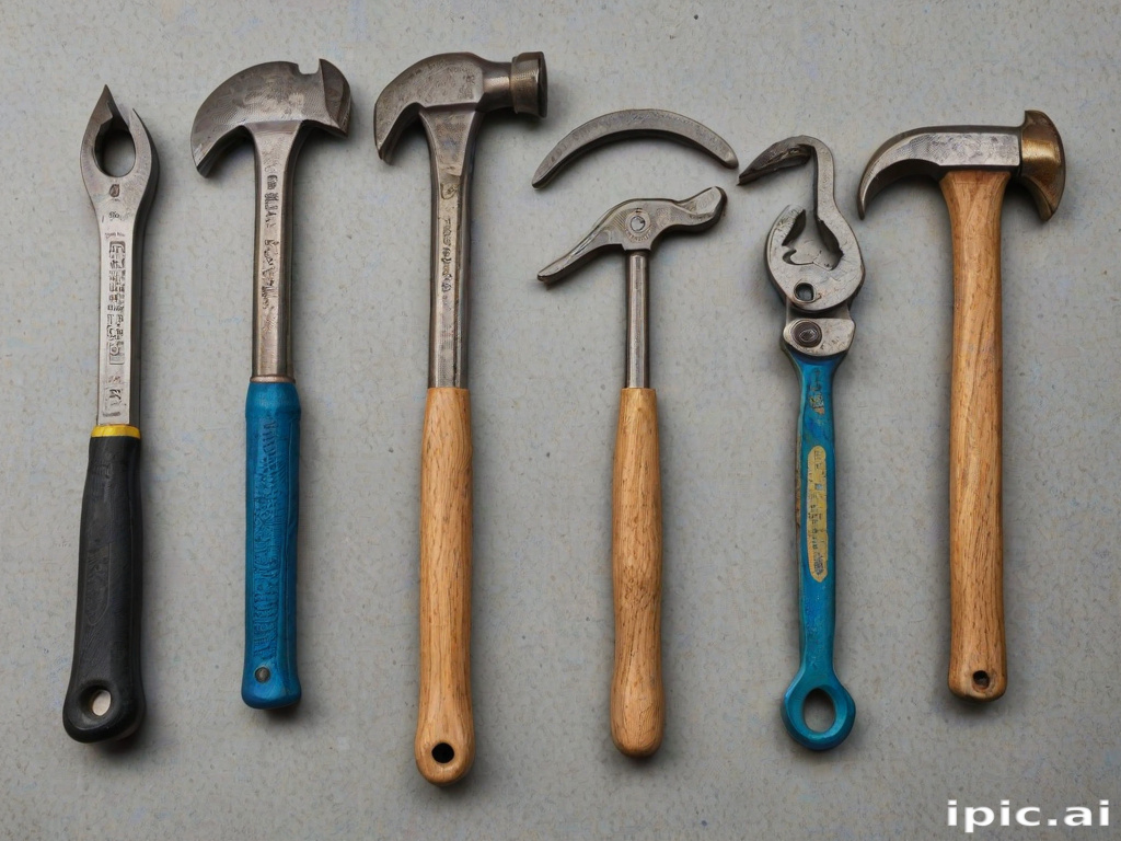 Collection of Various Hand Tools Arranged Neatly on a Flat Surface