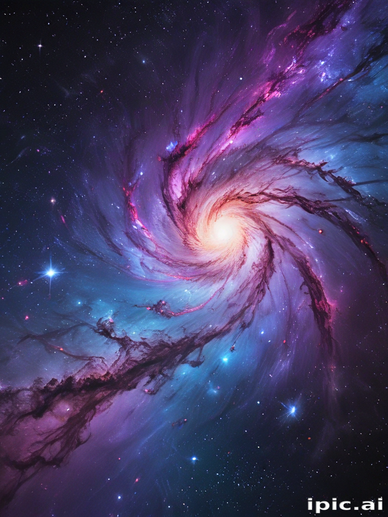 Vibrant Cosmic Swirl: A Majestic Spiral Galaxy in Deep Space