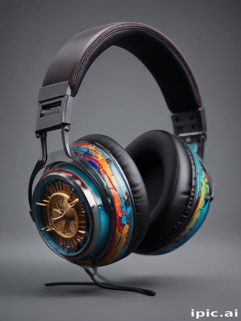Stylish Over-Ear Headphones Featuring Vibrant Colors and Unique Design ...