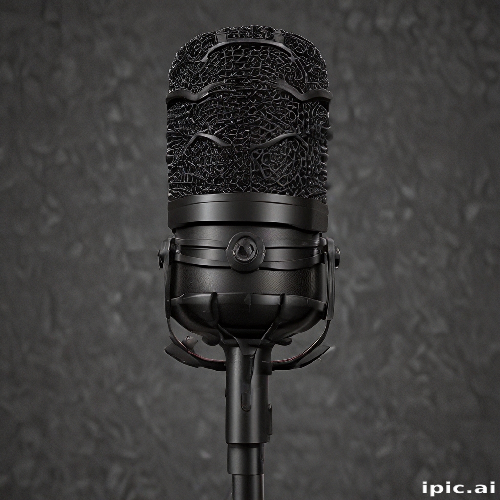 Close-Up of a Professional Black Microphone Against a Textured Background