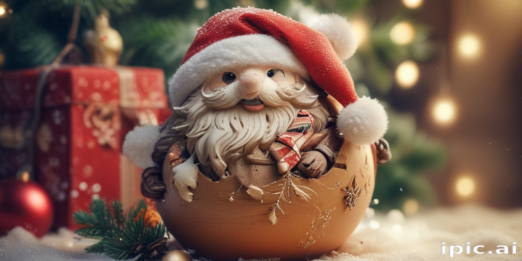 Charming Santa Figurine Nestled in a Festive Holiday Setting