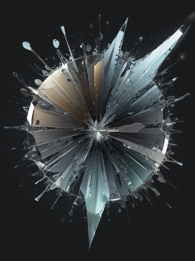 Explosive Abstract Design Featuring Shattered Glass and Water Droplets ...