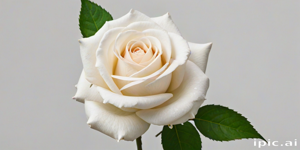 Delicate White Rose in Full Bloom Against a Soft Gray Background
