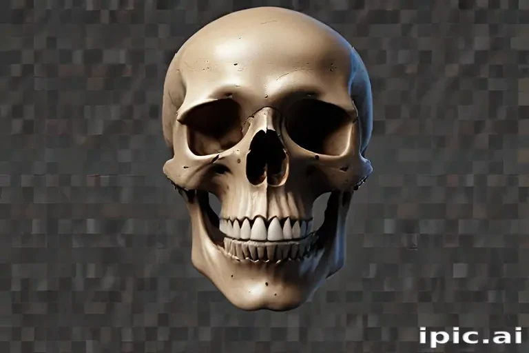 Realistic 3D Skull Model Against a Textured Dark Background for Art ...