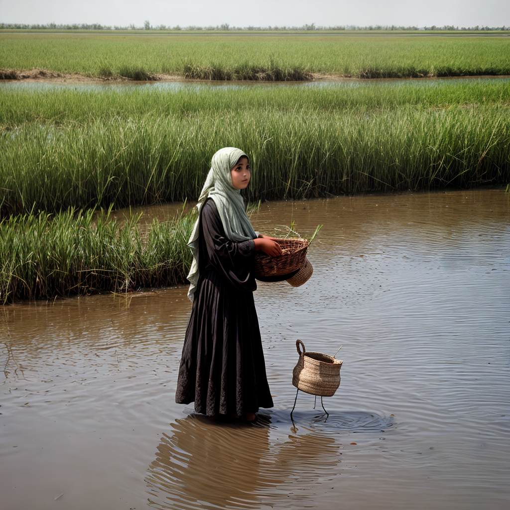 An Iraqi rural girl in the marshes