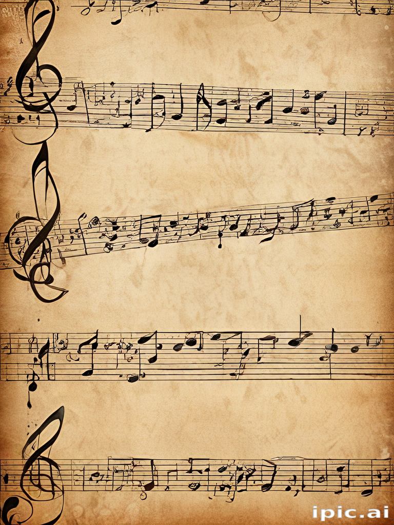 Elegant Vintage Sheet Music Background with Musical Notes and Clefs