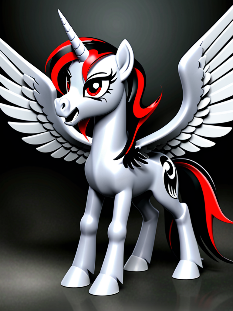 mlp g4 pony mare dark alicorn white face red eyes red and black mane ...