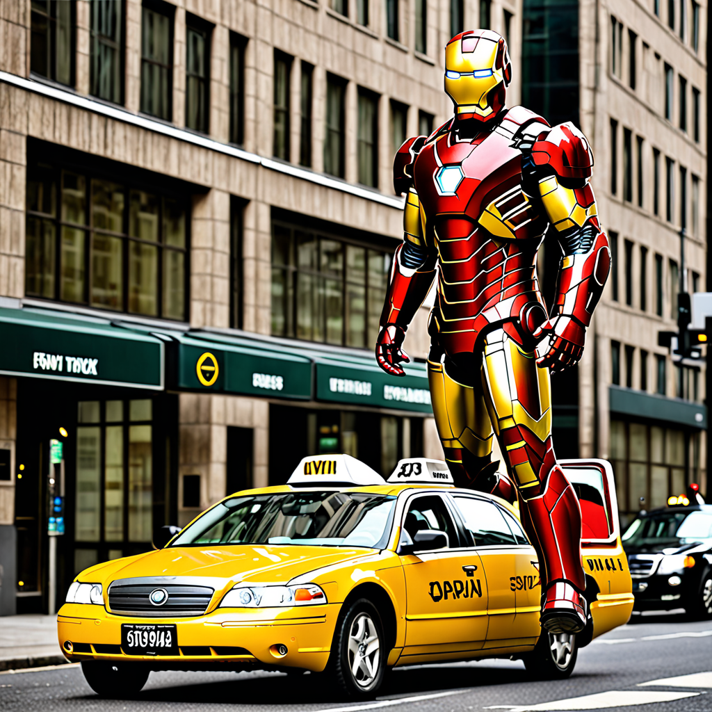 IRON MAN DOING TAXI SERVICE