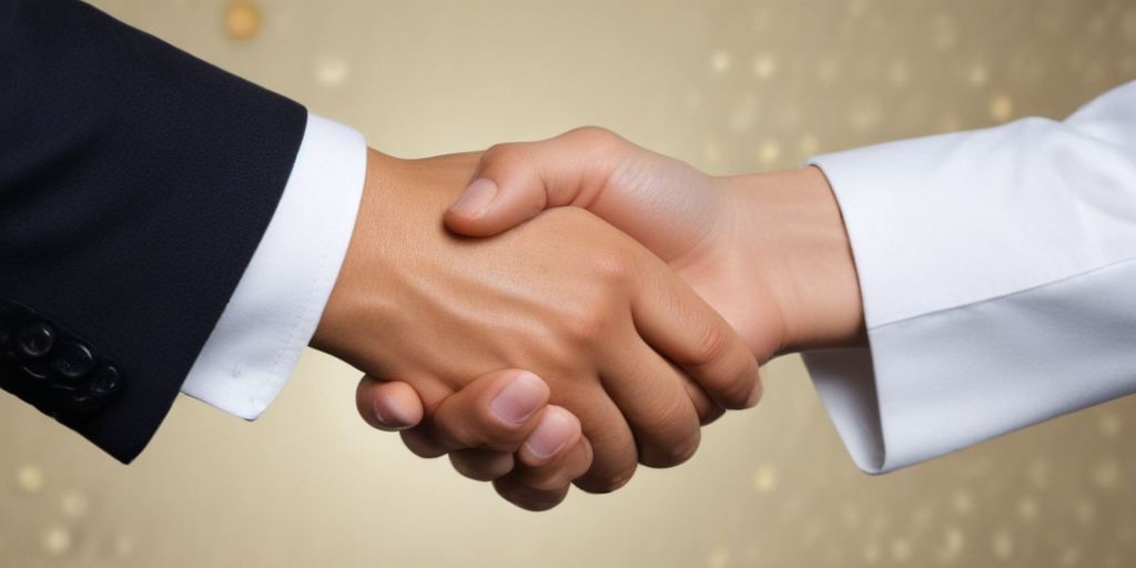 Two Hands Shaking in a Symbolic Gesture of Agreement and Partnership