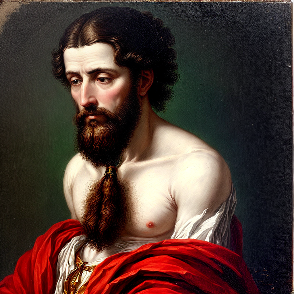 antique painting Of a sad philosopher