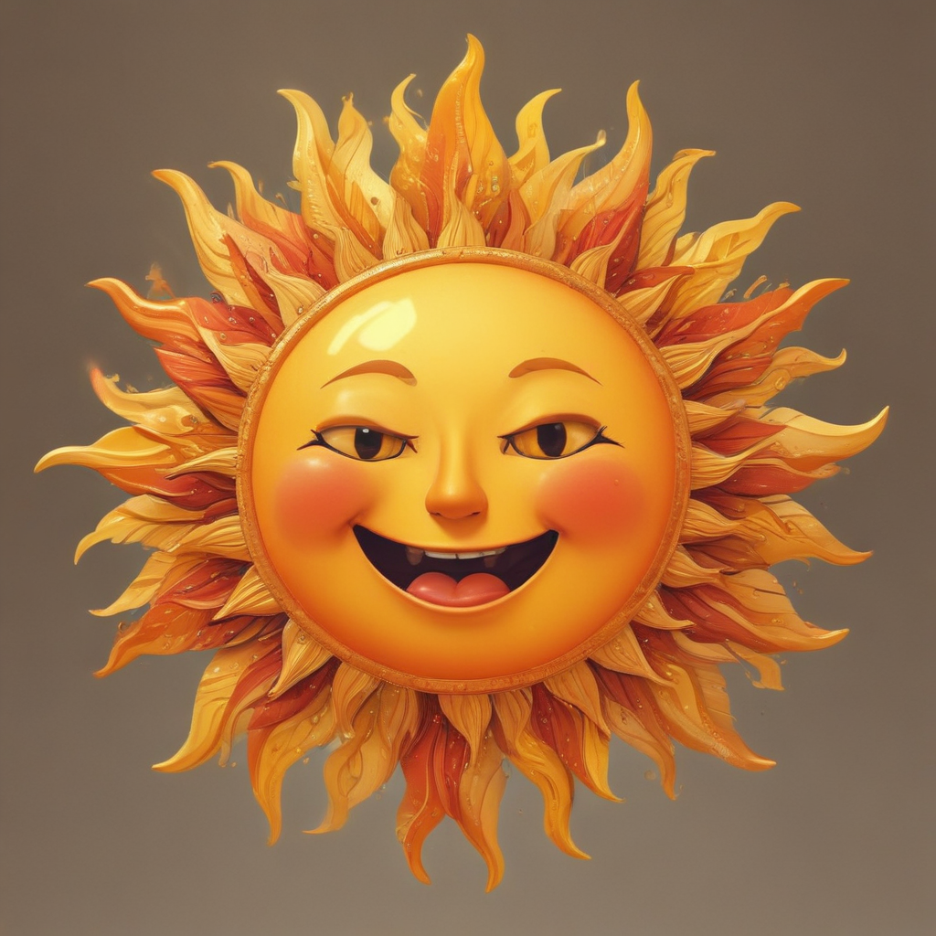 A Cheerful, Cartoonish Sun Character Radiating Warmth and Joyful Energy.
