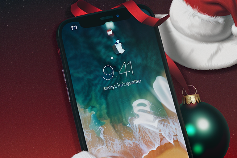 Festive Holiday iPhone Display with Christmas Decorations and Vibrant ...