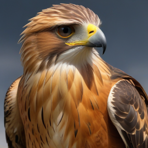 Majestic Close-Up of a Beautiful Hawk Against a Dramatic Sky Background