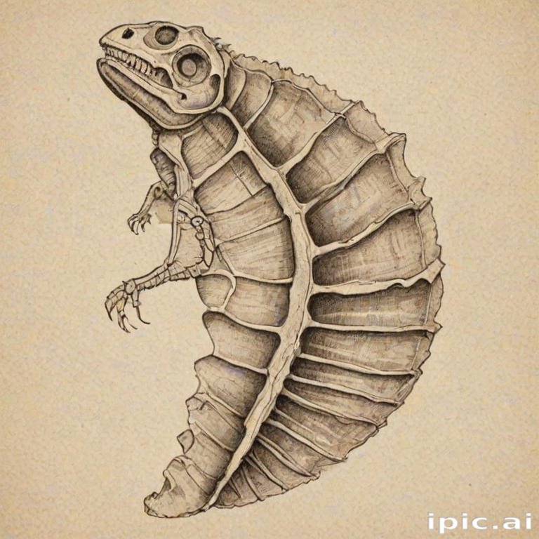 An Intricate Illustration of a Unique, Ancient Turtle-Like Creature