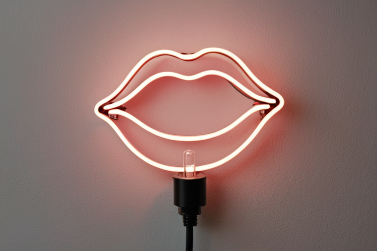 lips shaped neon lights