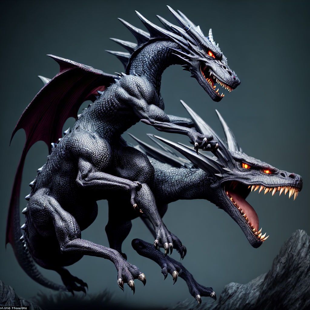 A dragon like entity with pitch black scales and a grim look on its face