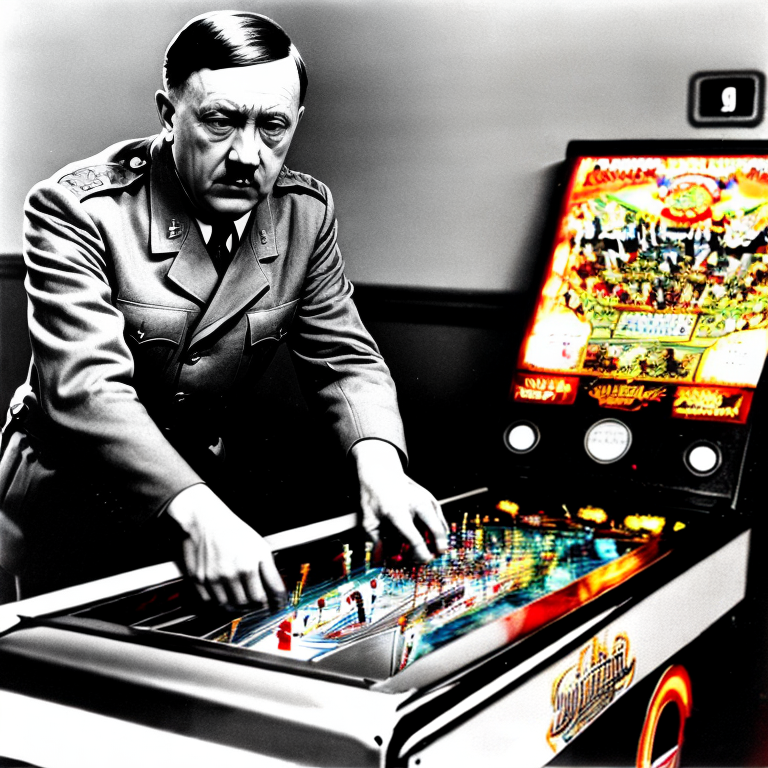 hitler playing pinball machine