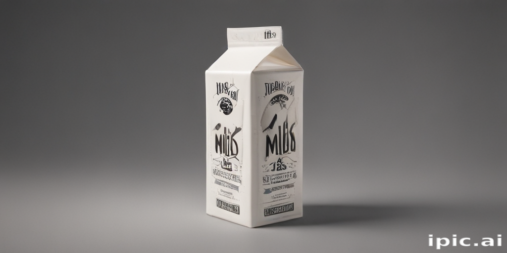 Stylish White Milk Carton with Vintage Design and Nutritional Information