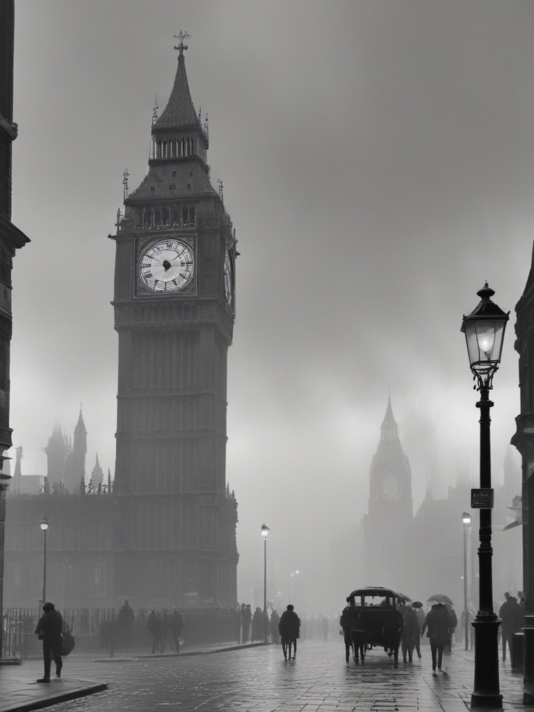 victorian london smog black and white