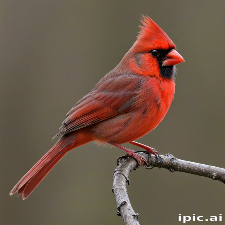 A Vibrant Red Cardinal Perched Gracefully on a Branch in Nature.