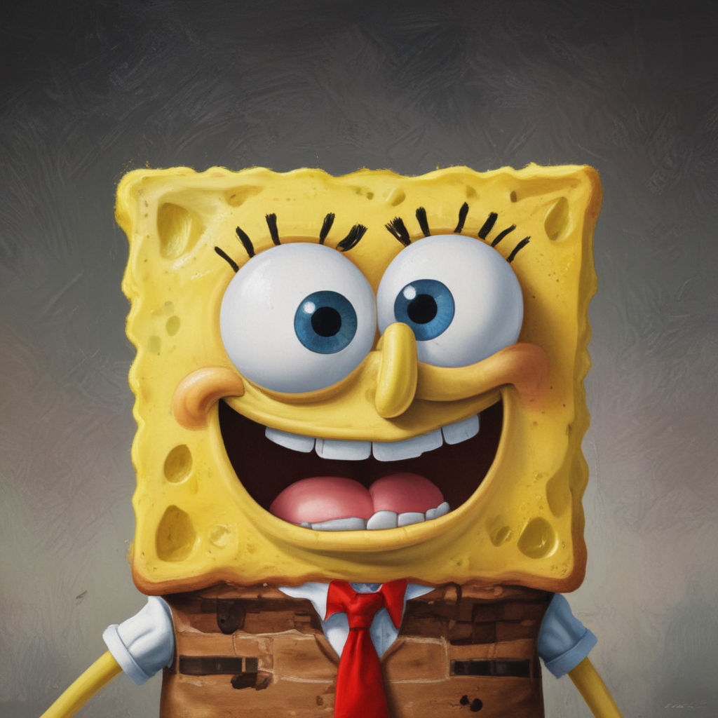 spongebob oil painting