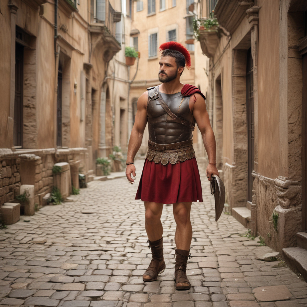 scene in old rome with a gladiator