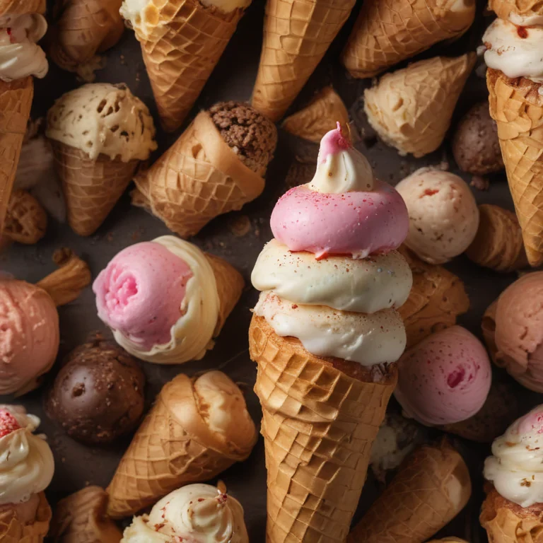 A Delightful Array of Colorful Ice Cream Cones in Various Flavors