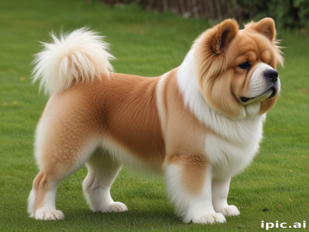 A Beautiful Chow Chow Dog Standing Proudly on a Green Lawn
