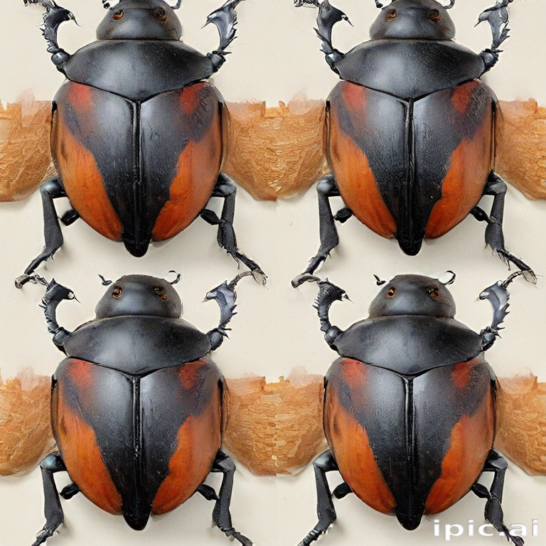 Close-Up View of Four Identical Beetles Displaying Unique Color Patterns