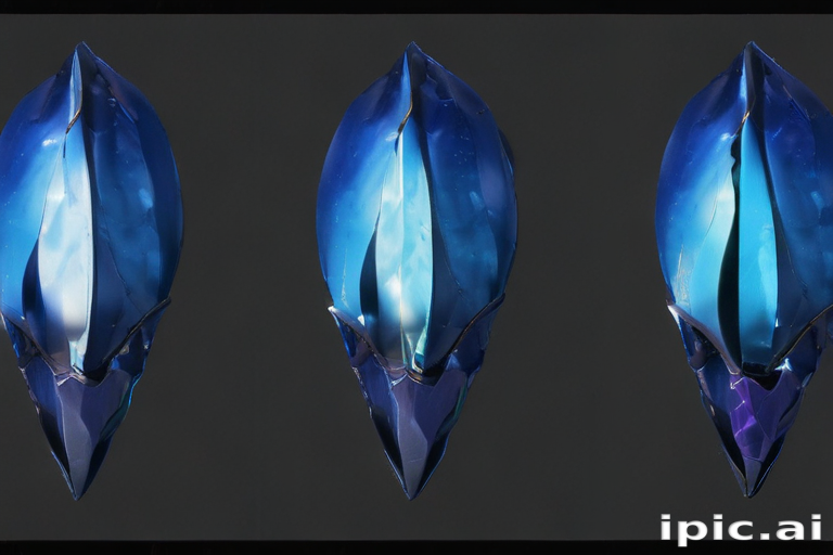 Three Elegant Blue Crystal Shapes Displaying Intricate Faceted Designs ...