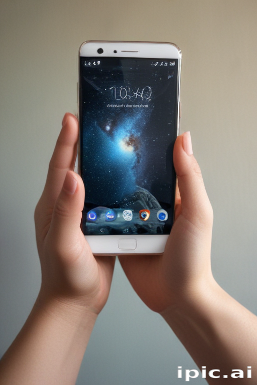 Person Holding a Smartphone Displaying a Stunning Galaxy Wallpaper ...