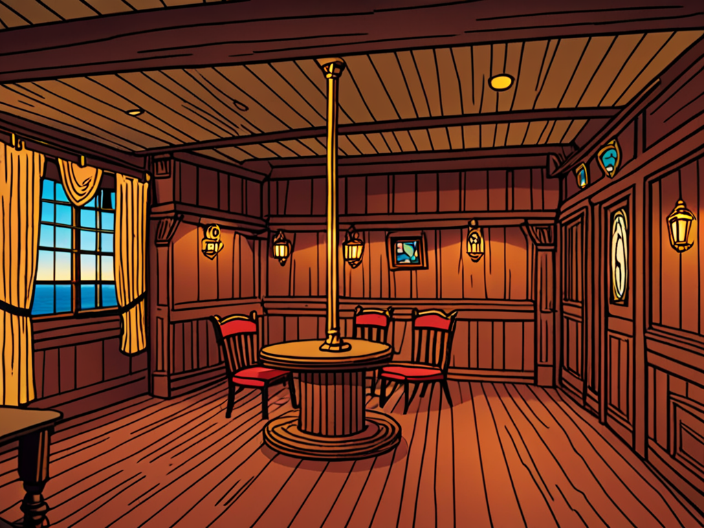 Interior of Captain Hook's state room on the pirate ship from the ...