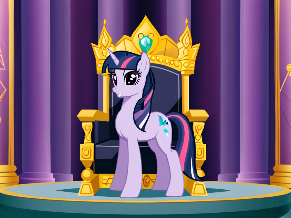 mlp pony alicorn twilight sparkel princess siting on the throne