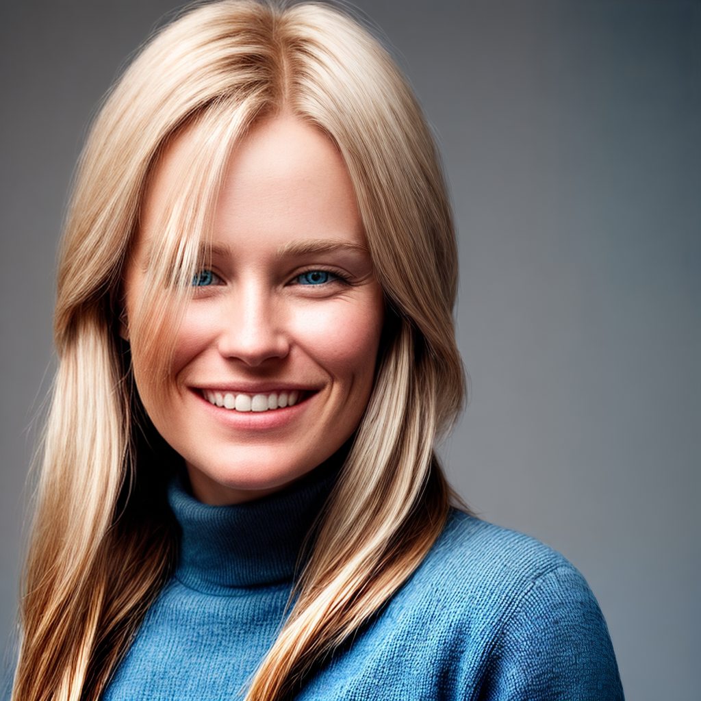 shy smiling Scandinavian female with blonde hair blue eyes full face ...
