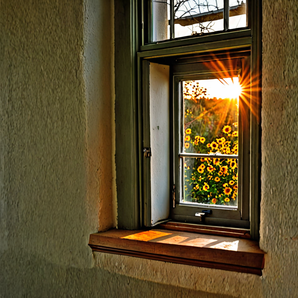 sun hitting the window