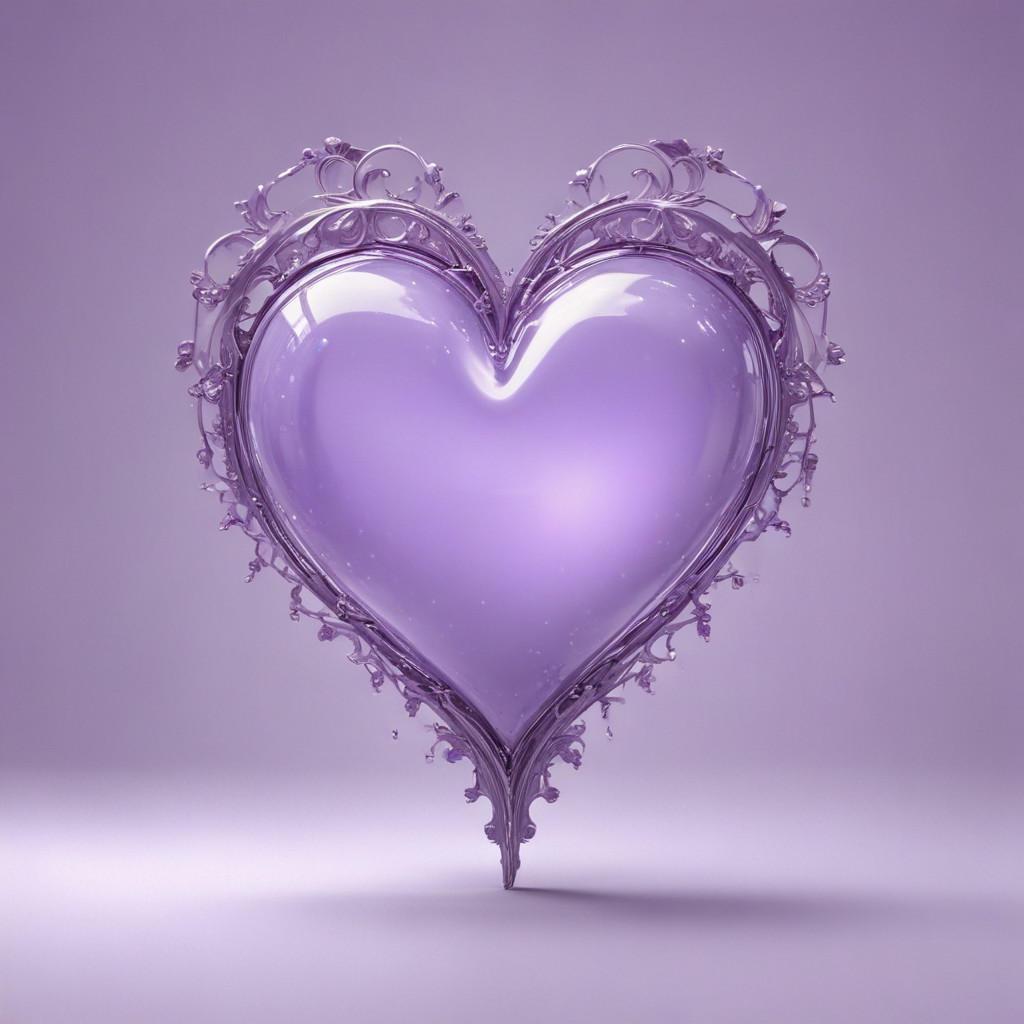 Beautifully Crafted Purple Heart with Intricate Floral Design in ...