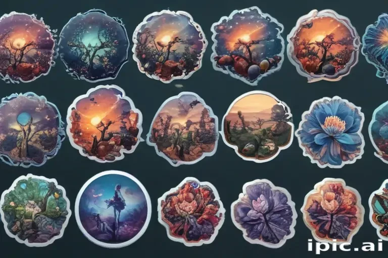 Whimsical Collection of Nature-Inspired Stickers Featuring Enchanted ...
