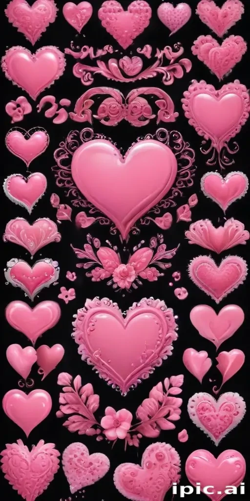 A Vibrant Collection of Decorative Pink Hearts in Various Styles and ...