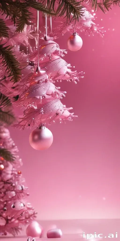 Delicate Pink Christmas Ornaments Adorning a Festive Holiday Tree