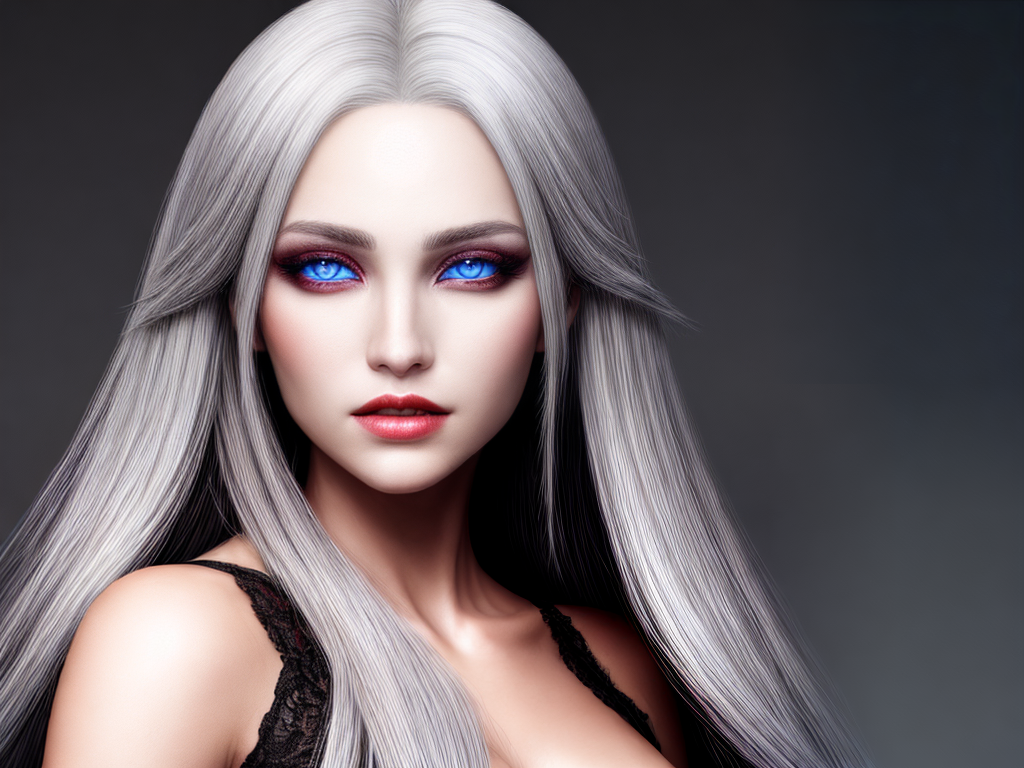 Vampire princess, silver haired, hetrochromia iridum eyes, one eye red ...