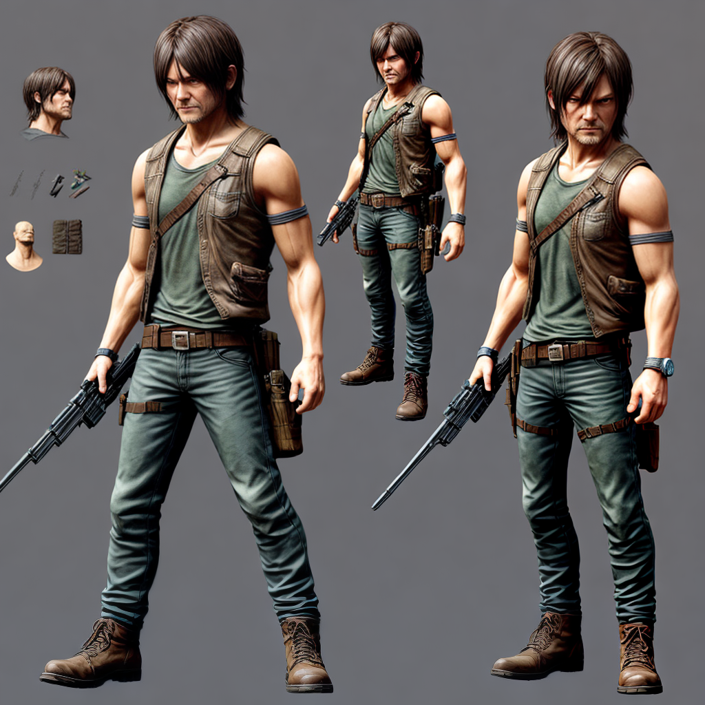 Create an artwork featuring the character Daryl Dixon from The Walking ...