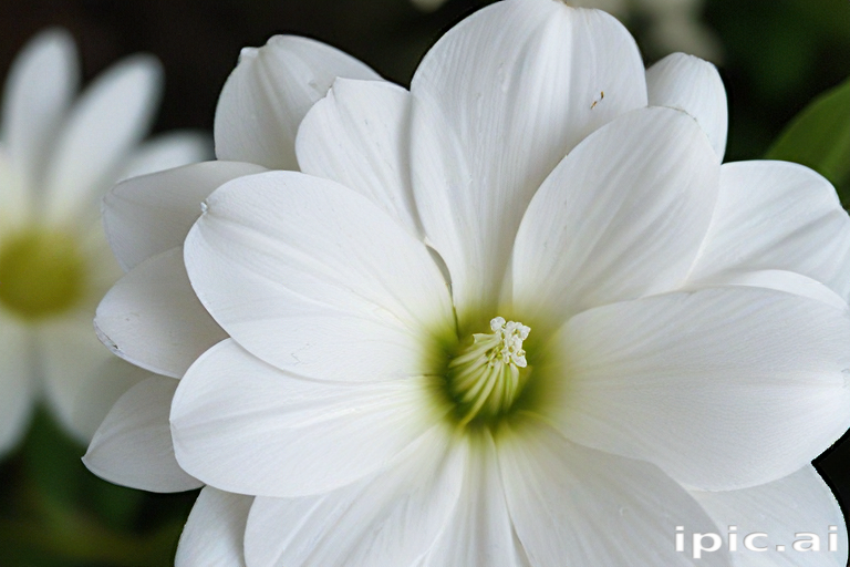 A Beautiful Close-Up of a Delicate White Flower in Full Bloom.