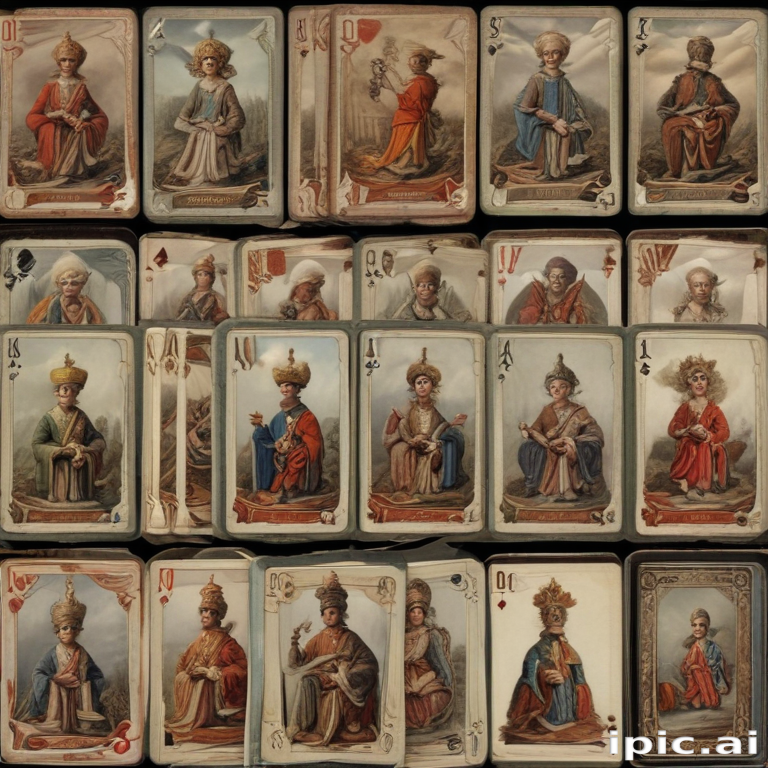 Artistic Depiction of Royal Figures in a Unique Playing Card Design