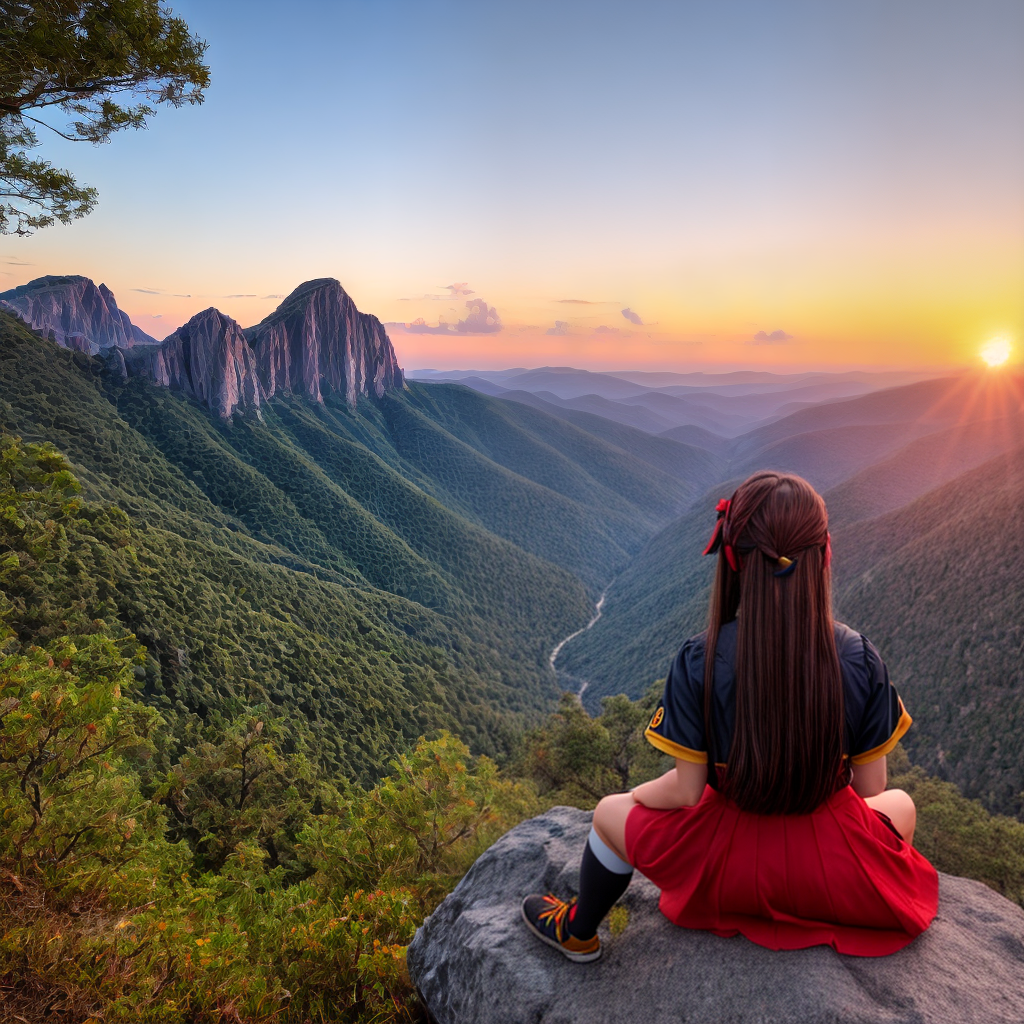 Konosuba Megumin watching a mountain and watching from afar with a ...