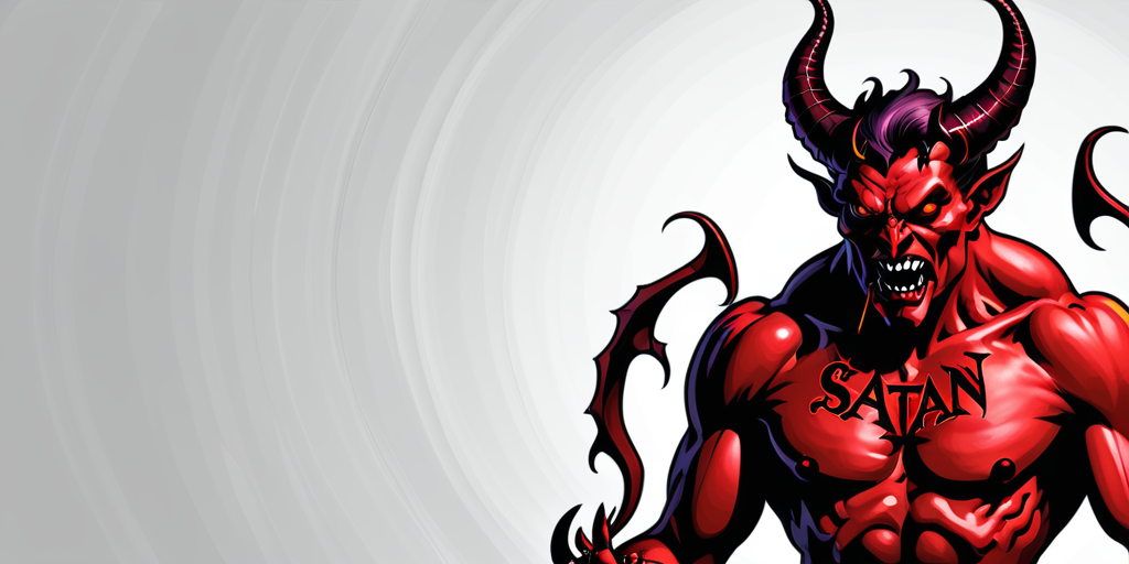 Fierce and Fiery Illustration of a Cartoonish Devil Named Satan