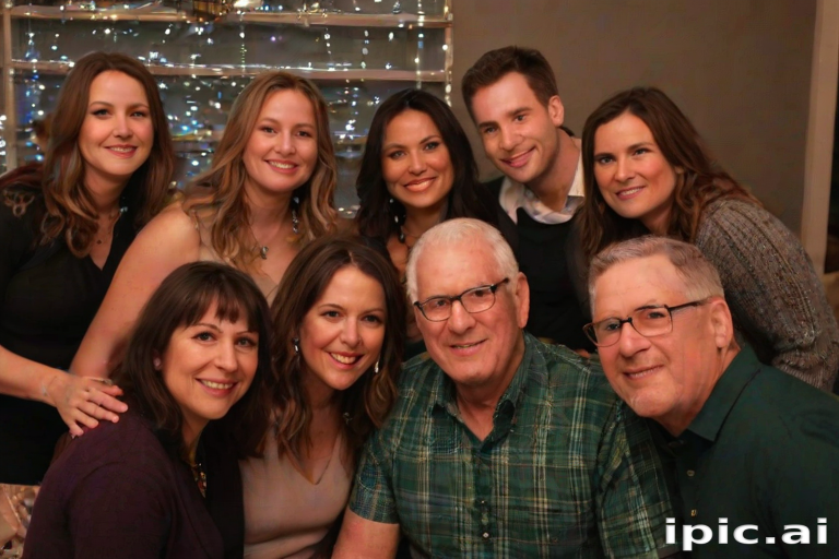 Group of Friends and Family Gathered Together for a Joyful Celebration