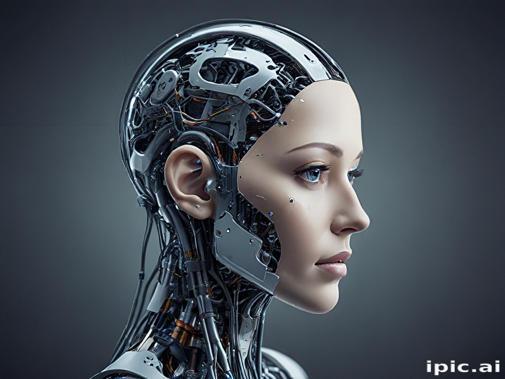 Futuristic Android: A Stunning Close-Up of a Robotic Human Face
