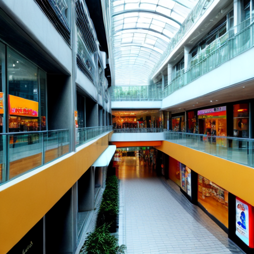 Shopping mall seen from the inside without any people