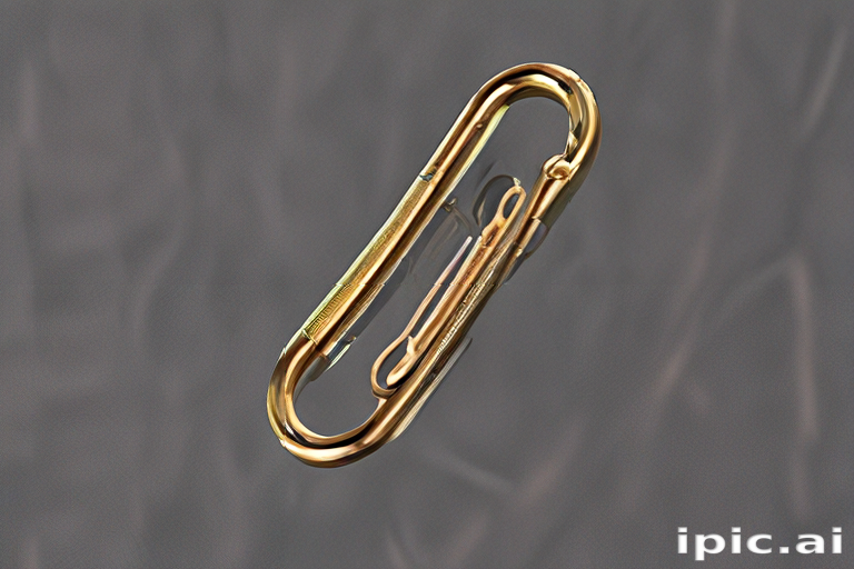 Shiny Golden Paperclip Reflecting Light Against a Soft Background Surface